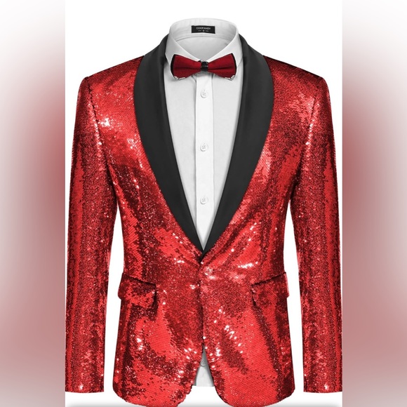 Suits & Blazers | Men Shiny Sequin Two Tone Blazer Tuxedo Party Dinner ...